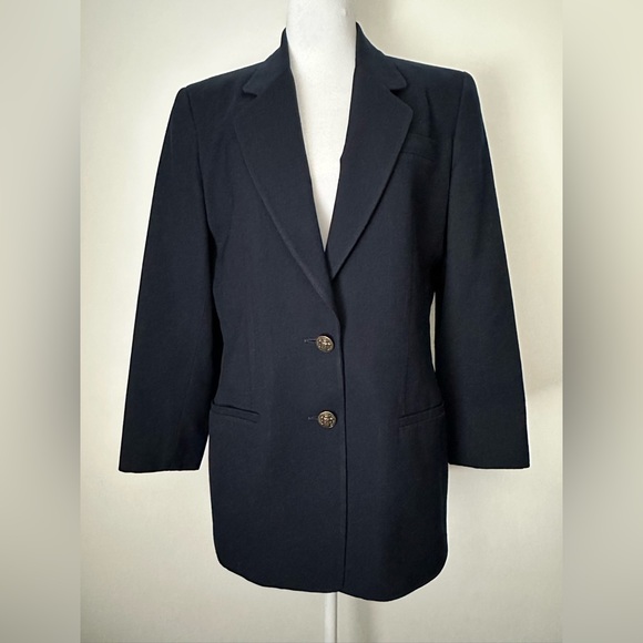 Talbots | Jackets & Coats | Vintage Worsted Wool Navy Blazer Womens ...